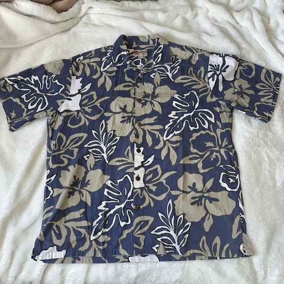 Hilo Hattie | Shirts | Hilo Hattie Blue White Hibiscus Hawaiian Aloha ...